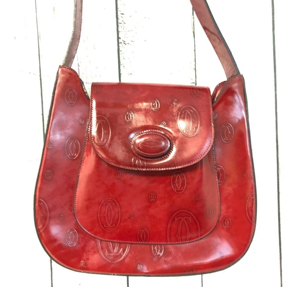 Cartier | Bags | Cartier Monogram Burgundy Leather Shoulder Bag | Poshmark
